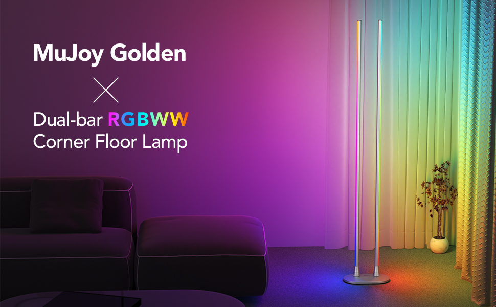 MuJoy Golden X Smart Wi-Fi RGBWW Corner Floor Lamp