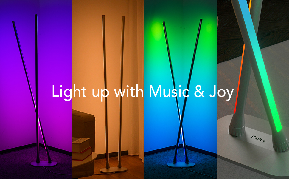 MuJoy Golden X Smart Wi-Fi RGBWW Corner Floor Lamp